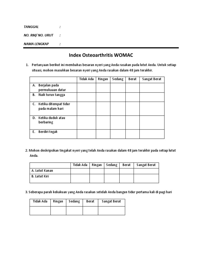 Index Osteoarthritis WOMAC Edit 2 | PDF
