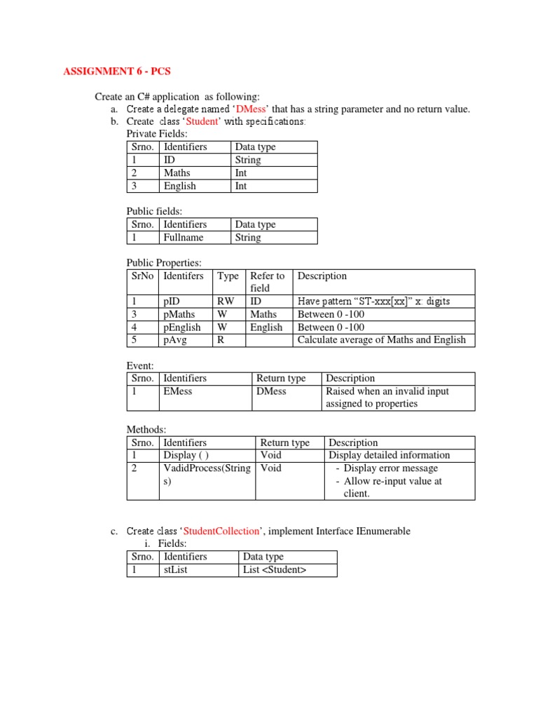 Assignment 6 - PCS: Dmess Student | PDF | C (Programming Language ...