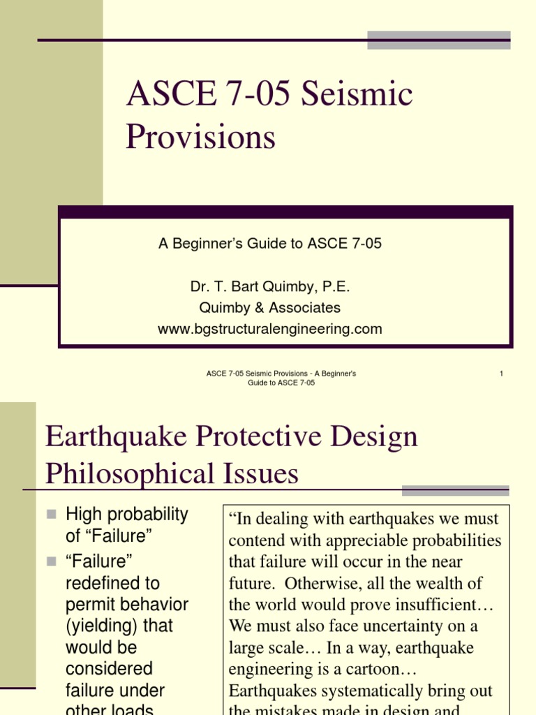 ASCE 7-05 Seismic Provisions: A Beginner's Guide To ASCE 7-05 | PDF ...
