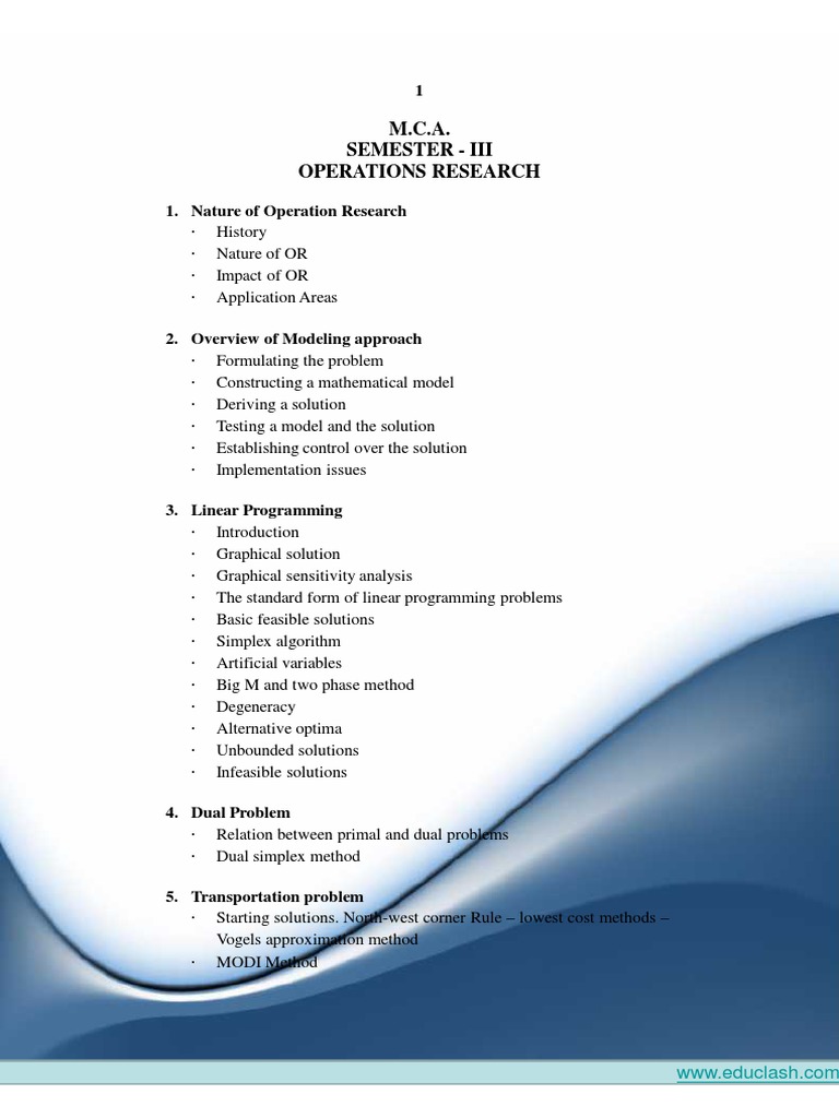 M.C.a.sem III Operation Research 1 | PDF | Mathematical Optimization ...