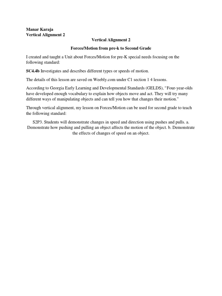 Manar Karaja Vertical Alignment 2 Vertical Alignment 2 Forces/Motion ...