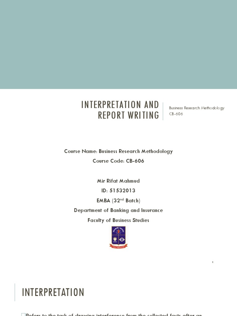 Guidelines for Effective Interpretation and Report Writing in Business ...