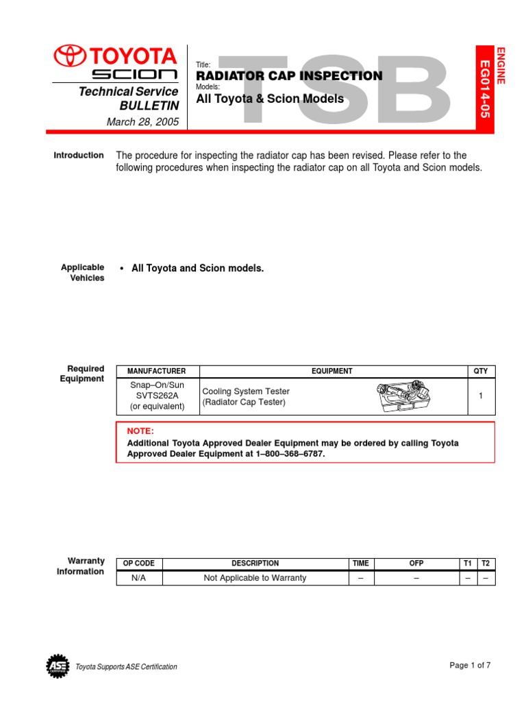 Radiator Cap Inspection Pdf Radiator Pressure