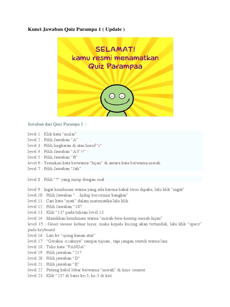 Kunci Jawaban Quiz Parampa 1 | PDF