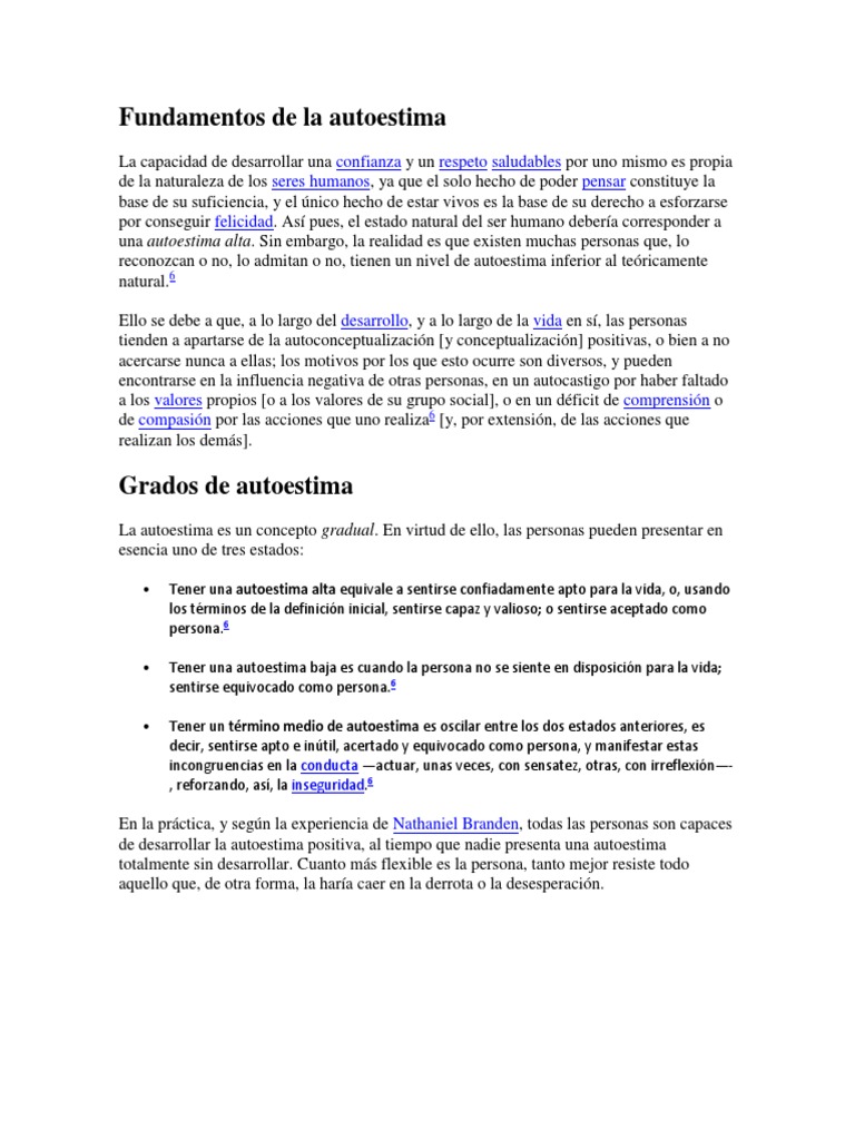 Fundamentos de La Autoestima | PDF | Felicidad | Amor