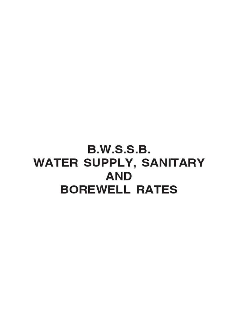 BWSSB SOR Water Supply | PDF | Soil | Road