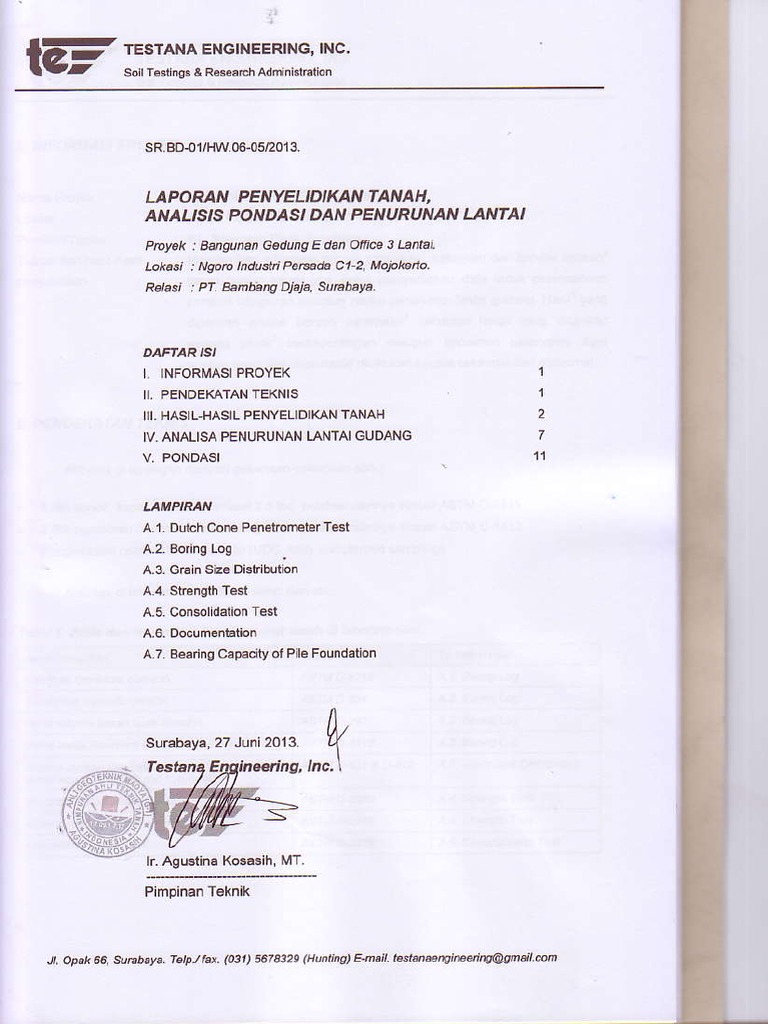 Data Test Tanah (Testana) Area Gedung E PDF | PDF
