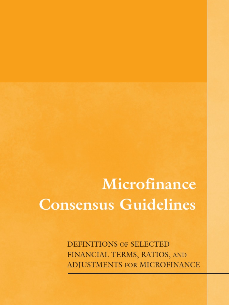 Microfinance Consensus Guidelines: Definitions Selected Financial Terms ...