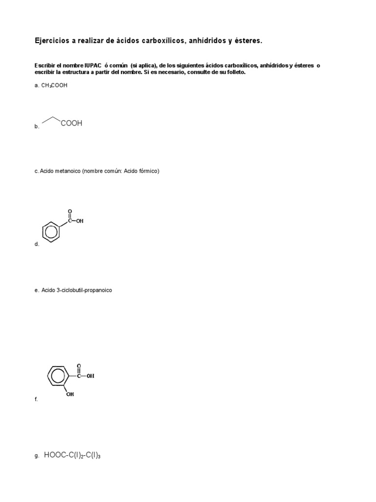 2-Ejercicios Resueltos de Cidos Carbox Licos | PDF | Ácido carboxílico ...