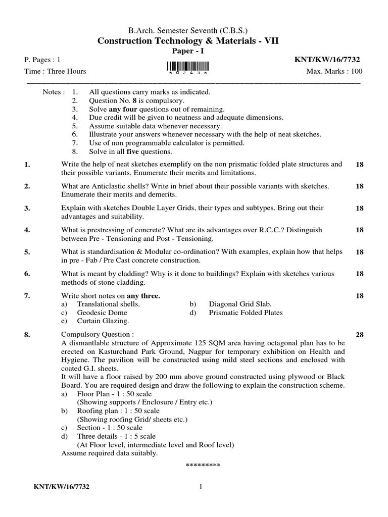 Construction Technology & Materials - VII: B.Arch. Semester Seventh (C ...