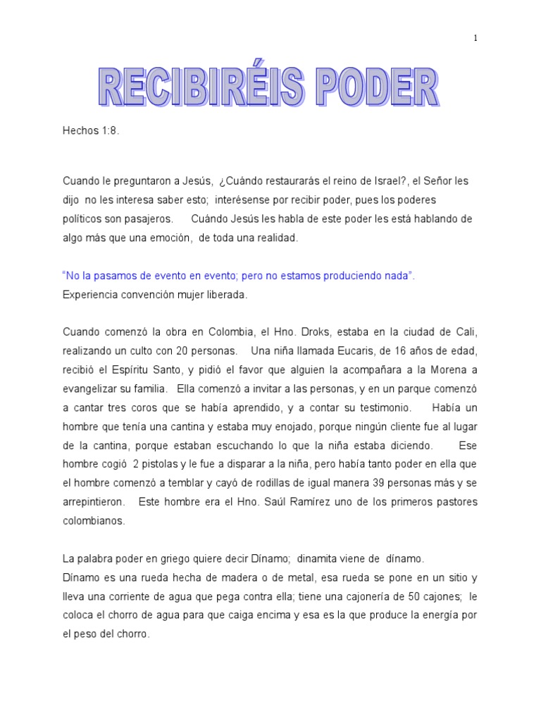 Recibireis Poder | Descargar gratis PDF | Sacerdote | Cristo (título)