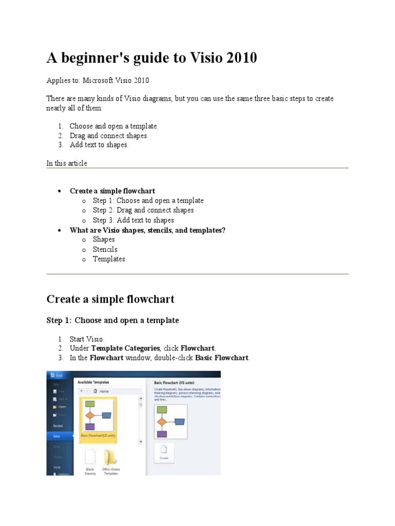 A Beginner's Guide To Visio 2010: Create A Simple Flowchart | PDF ...