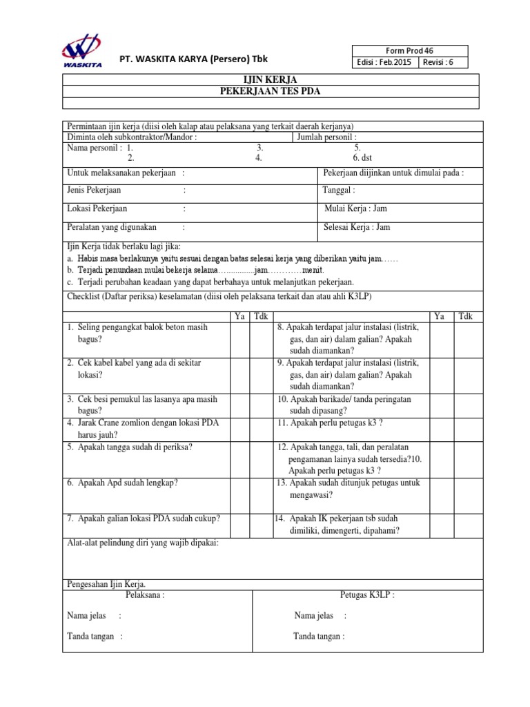 Ijin Kerja Tes Pda | PDF