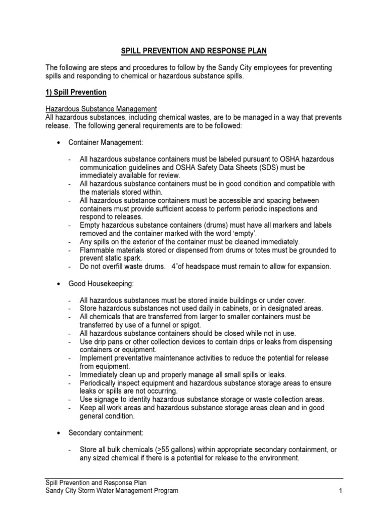 Spill Prevention & Response Guidelines | PDF | Dangerous Goods | Emergency