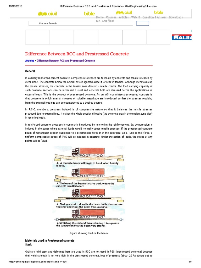 Difference Between RCC and Prestressed Concrete | PDF | Prestressed ...