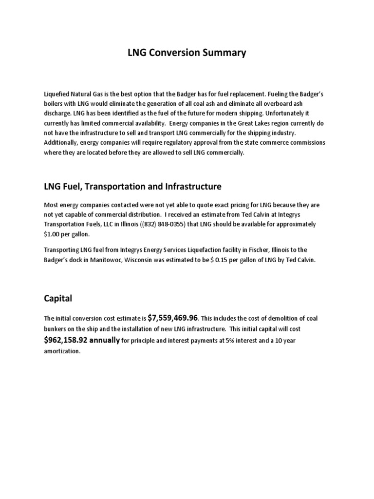 LNG Conversion Cost Estimation PDF | PDF