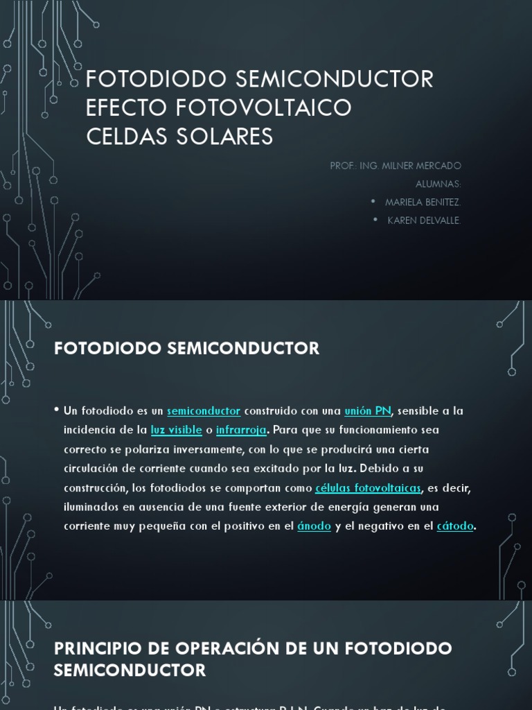 Powerpoint Fotodiodo Semiconductor | PDF | Célula solar | Electrón