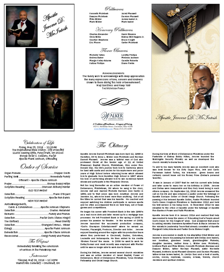 Apostle Jerome Darnell McIntosh Funeral Program | PDF | Religious ... Apostle Jerome Darnell McIntosh Funeral Program | PDF | Religious ...