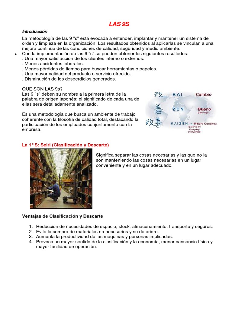 Metodología de las 9S en Calidad y Seguridad | PDF | Calidad (comercial ...