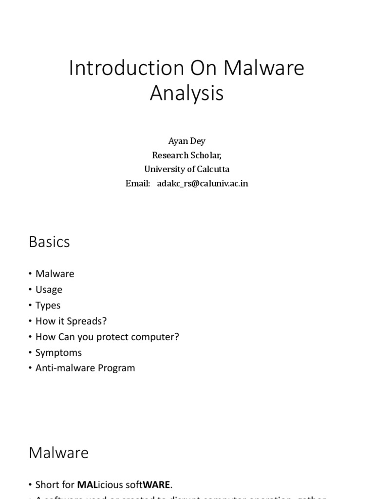 Course - 1 - Introduction On Malware Analysis - (33 PG) | PDF