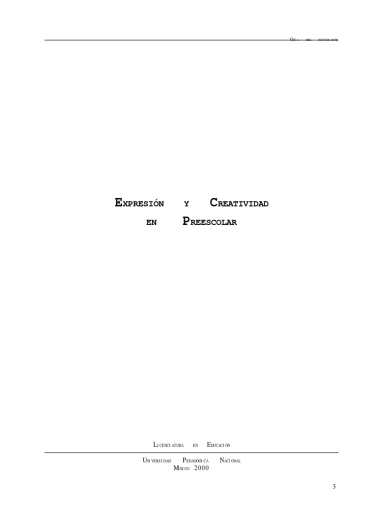 Expresiòn y Creatividad en Preescolar PDF | PDF | Jardín de infancia ...