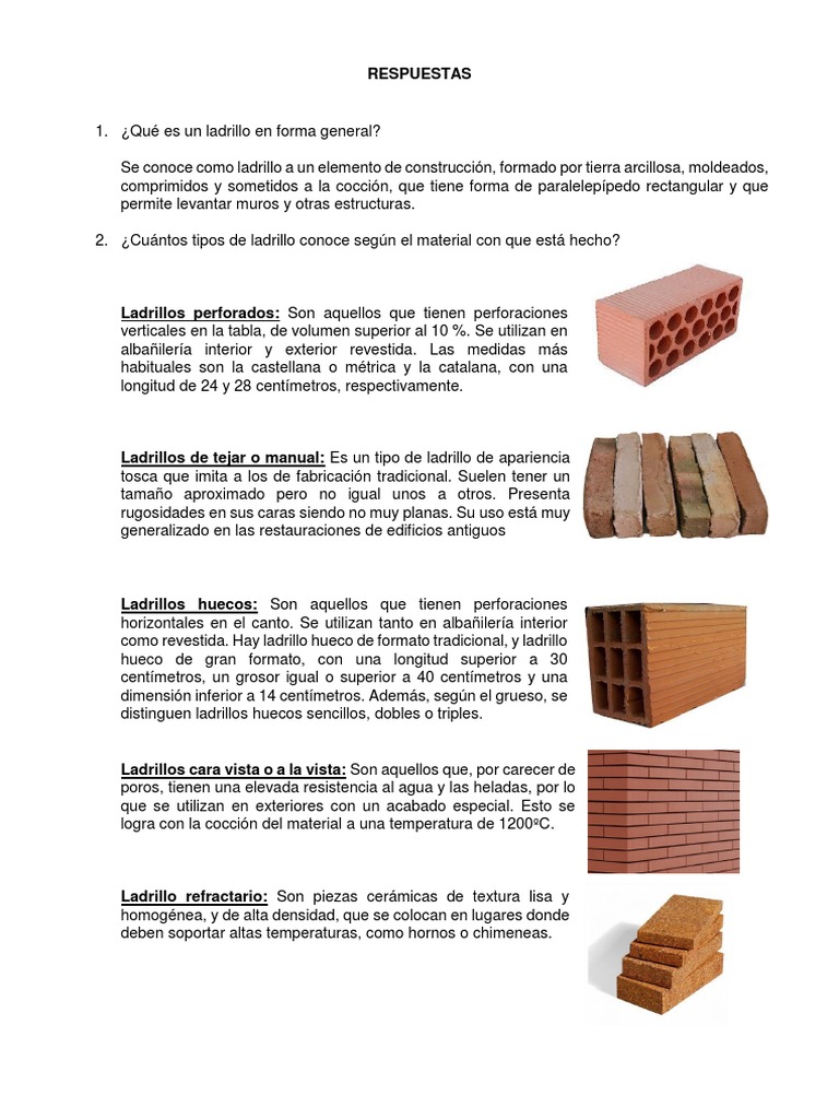 Composición y Tipos de Ladrillos | PDF | Ladrillo | Materiales