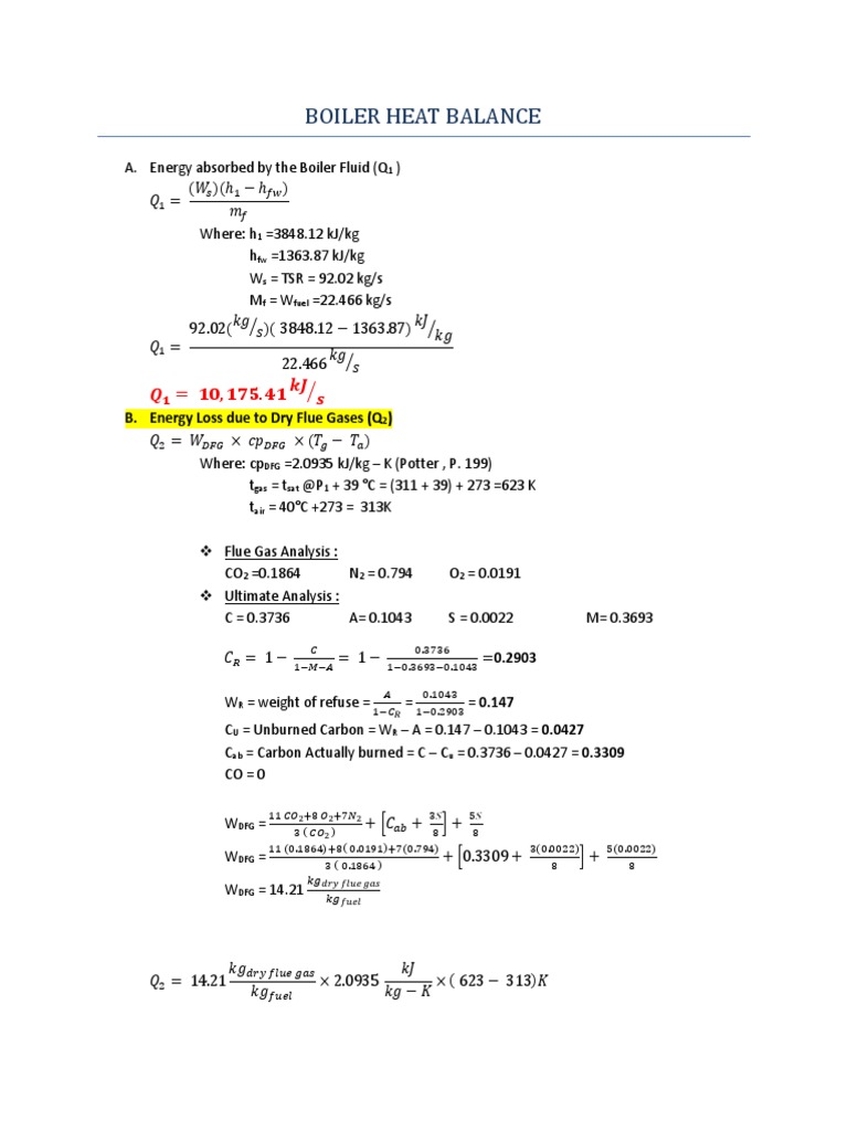 Boiler Heat Balance Sample Calculation Power Plant Design | PDF ...