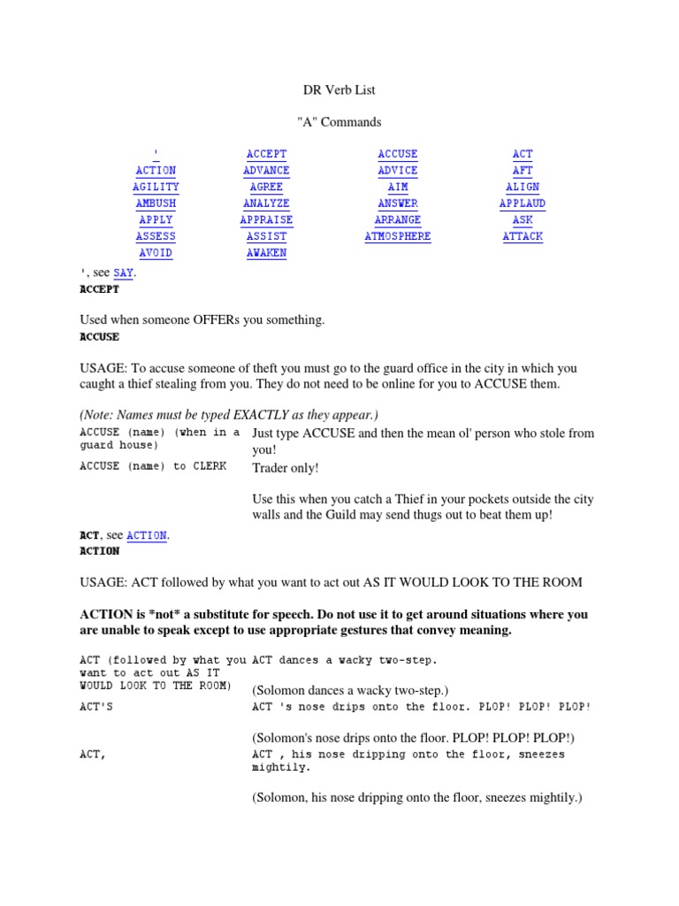 DR Verb List | PDF | Breathing | Theft