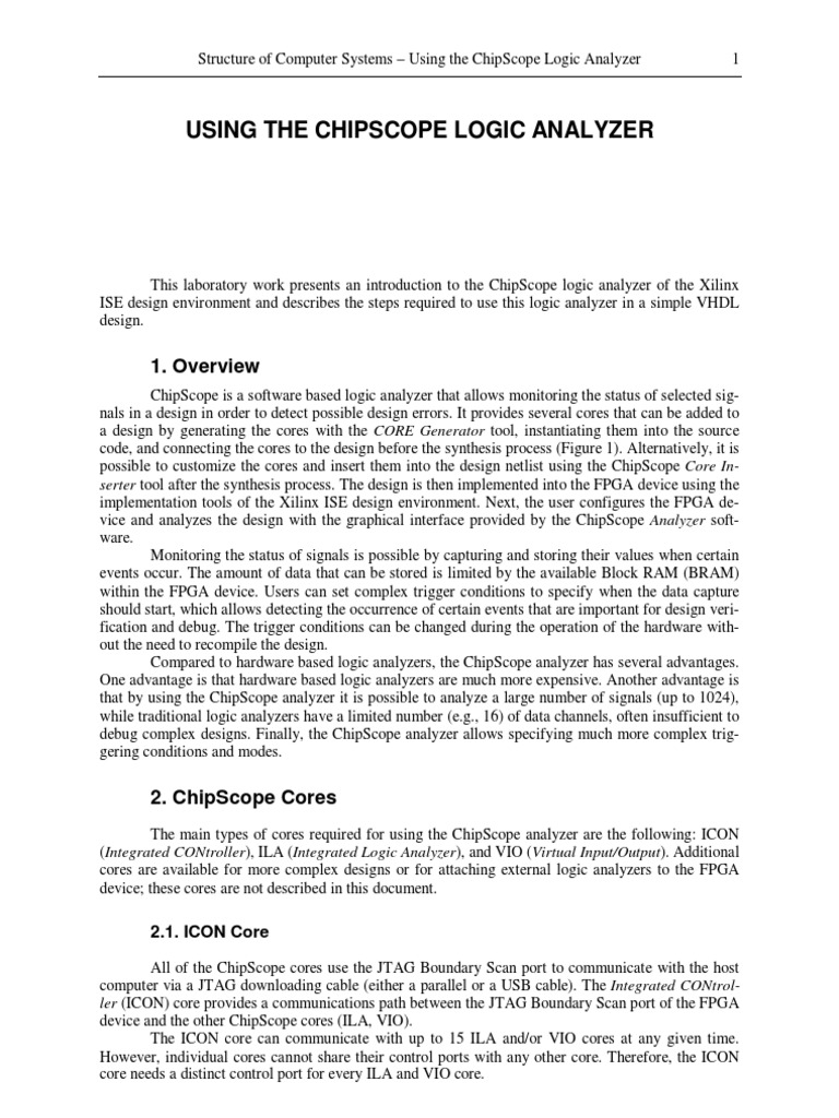 Using The Chipscope Logic Analyzer: 1. Overview | PDF | Field Programmable Gate Array | Vhdl
