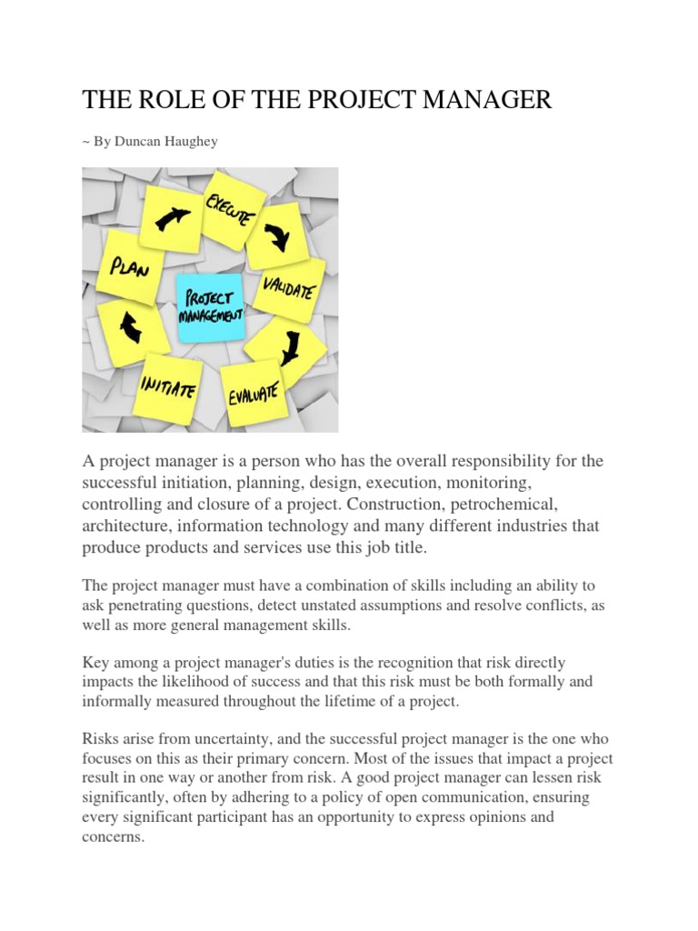 The Role of The Project Manager | PDF | Project Manager | Project ...