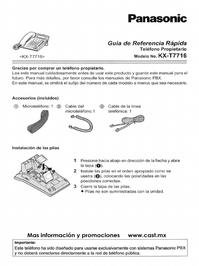 KX-T7716 Panasonic Manual Guia de Referencia Rapida PDF | PDF | Mensaje ...