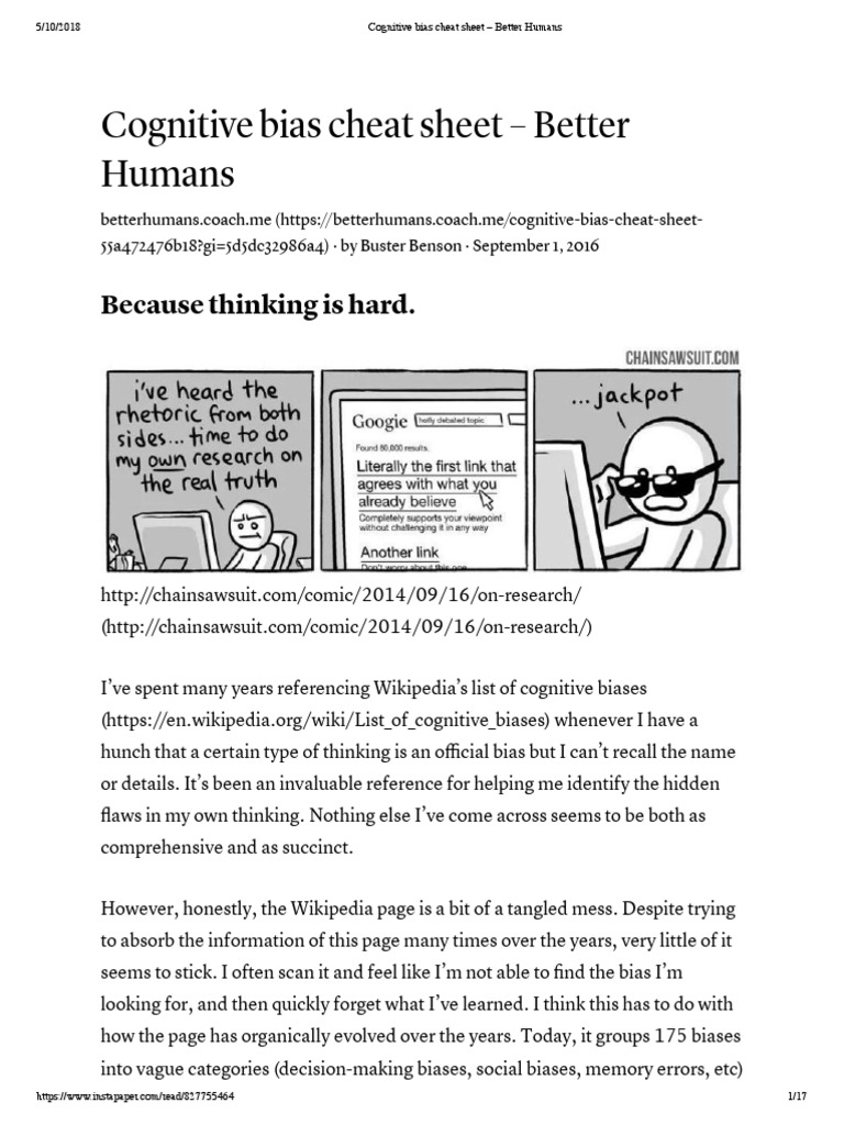 Cognitive Bias Cheat Sheet | PDF | Bias | Memory