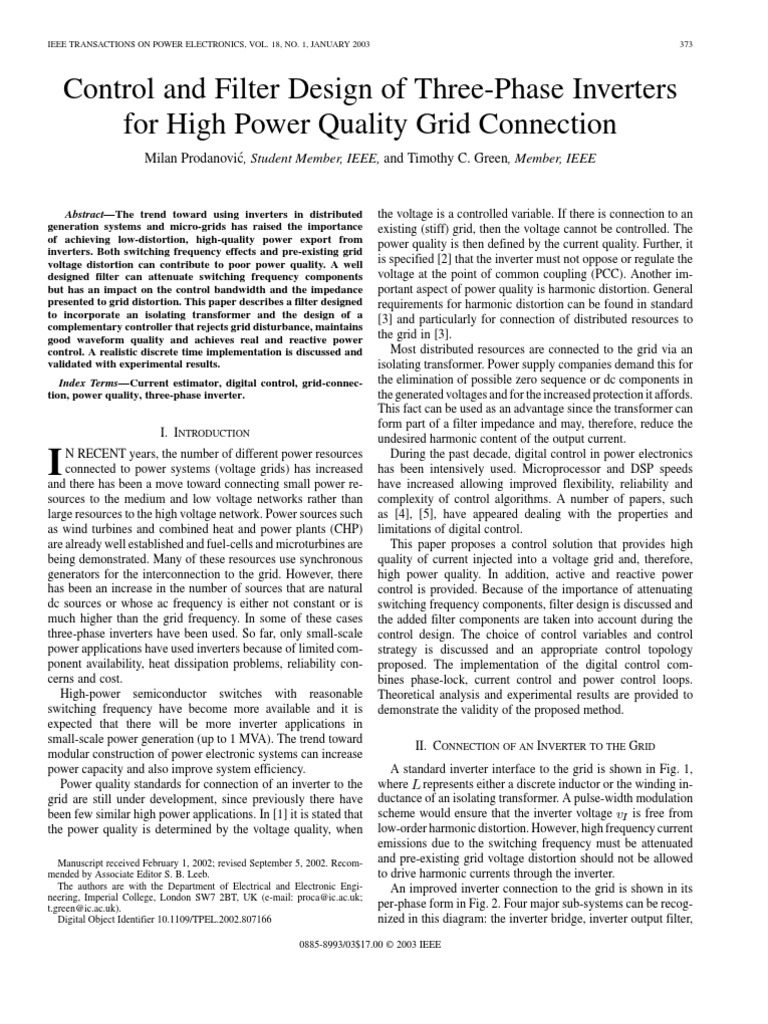 Control and Filter Design of 3PH Inverters For PQ | PDF | Power ...