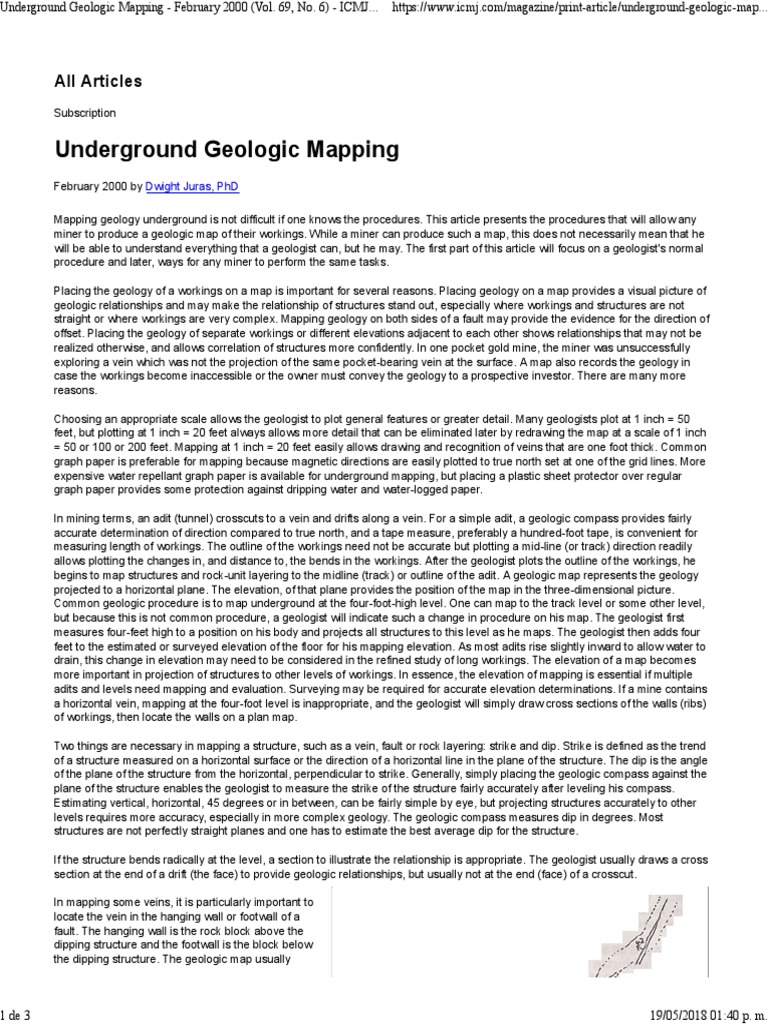 Underground Geologic Mapping - February 2000 (Vol. 69, No. 6) - ICMJ's ...