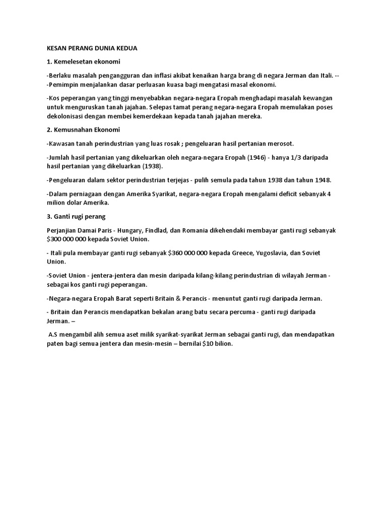 Kesan Perang Dunia Kedua | PDF