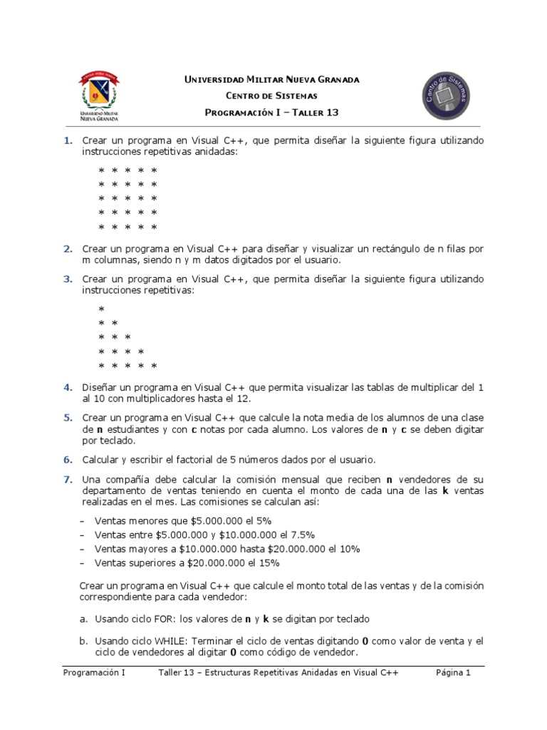 Taller de Bucles en Visual C++ | PDF