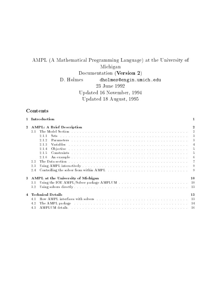 Ampl | PDF | Matrix (Mathematics) | Linear Programming