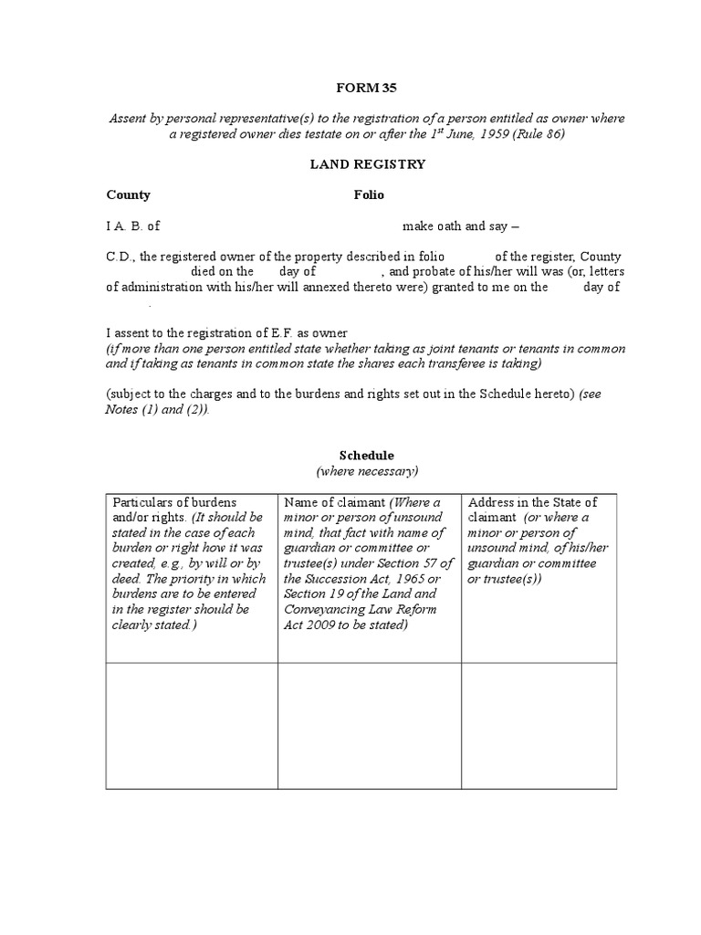 Land Registry Form 35 | PDF | Trust Law | Private Law