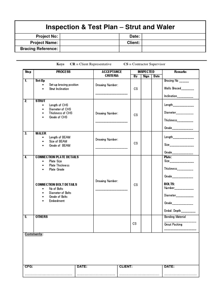 ITP - CHS Bracing ITP Sample | PDF | Building Engineering | Civil ...