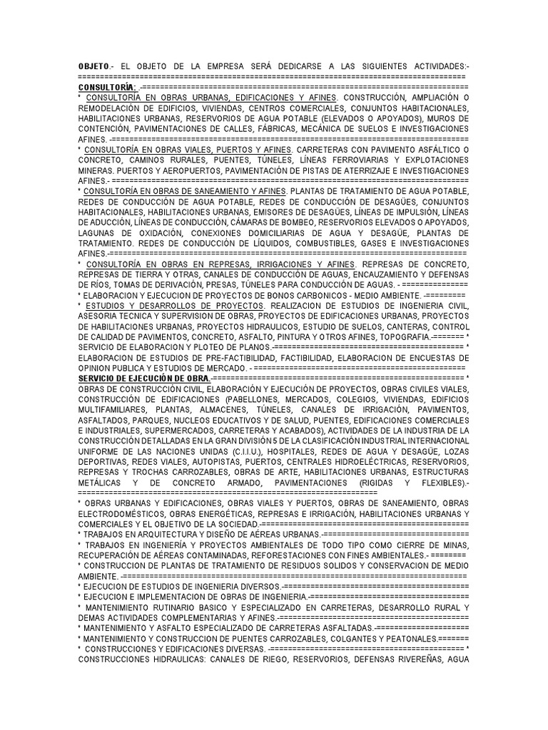 Minuta Constitucion de Empresa Sac | PDF