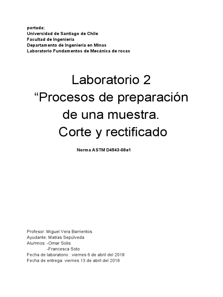 Rectificación Según Norma ASTM D4543 | PDF | Laboratorios | Perforar