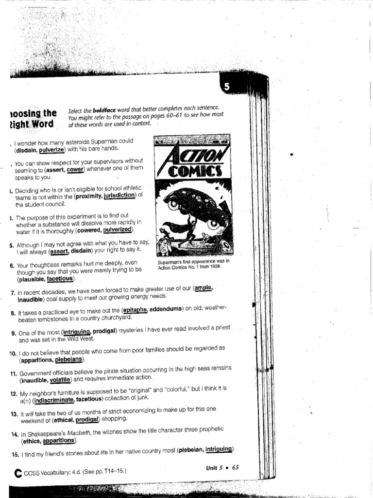 Vocabulary Workshop - Level C - Unit 5 Key | PDF