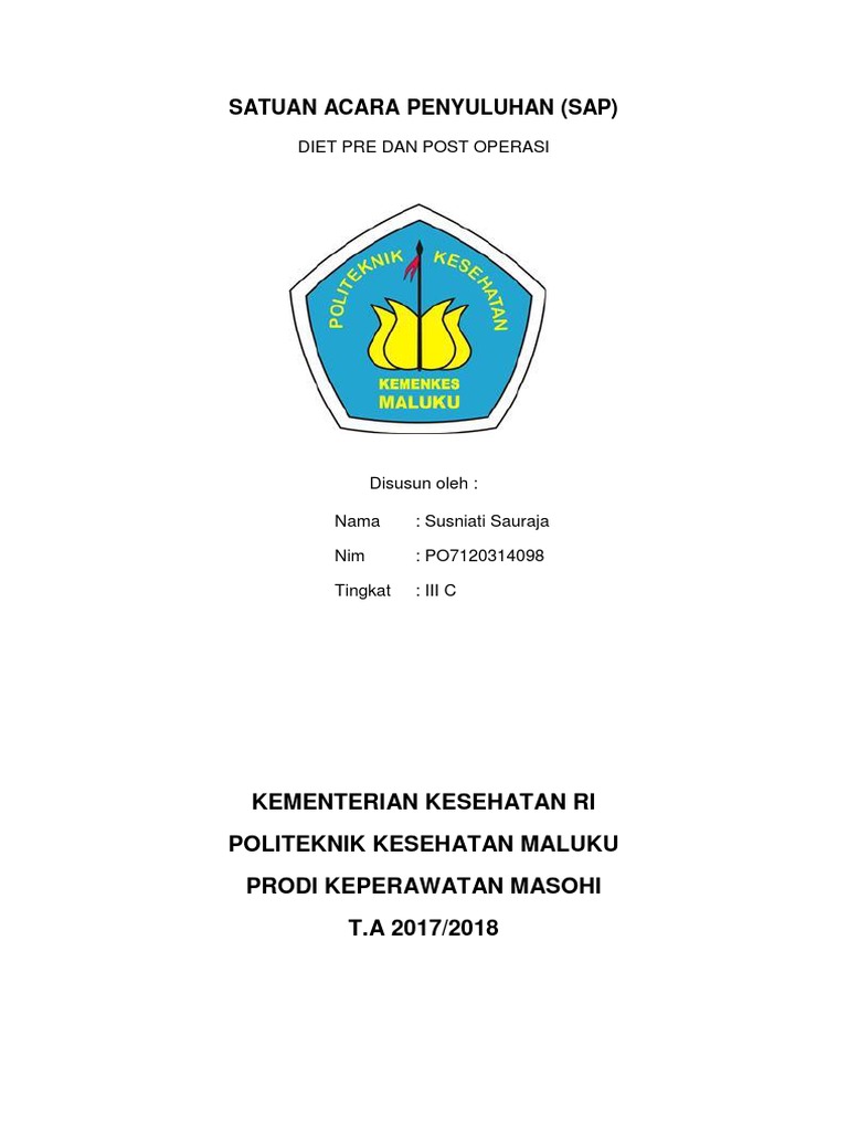 Sap Diet Pre Dan Post Operasi | PDF | Pengembangan Diri | Kesehatan ...