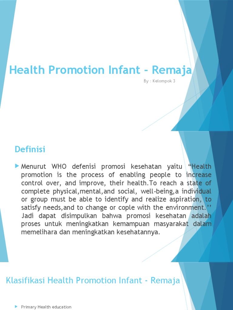 Health Promotion Infant - Remaja | PDF