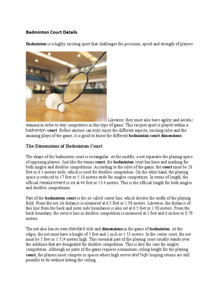 The Official Dimensions of a Badminton Court: A Breakdown of the ...