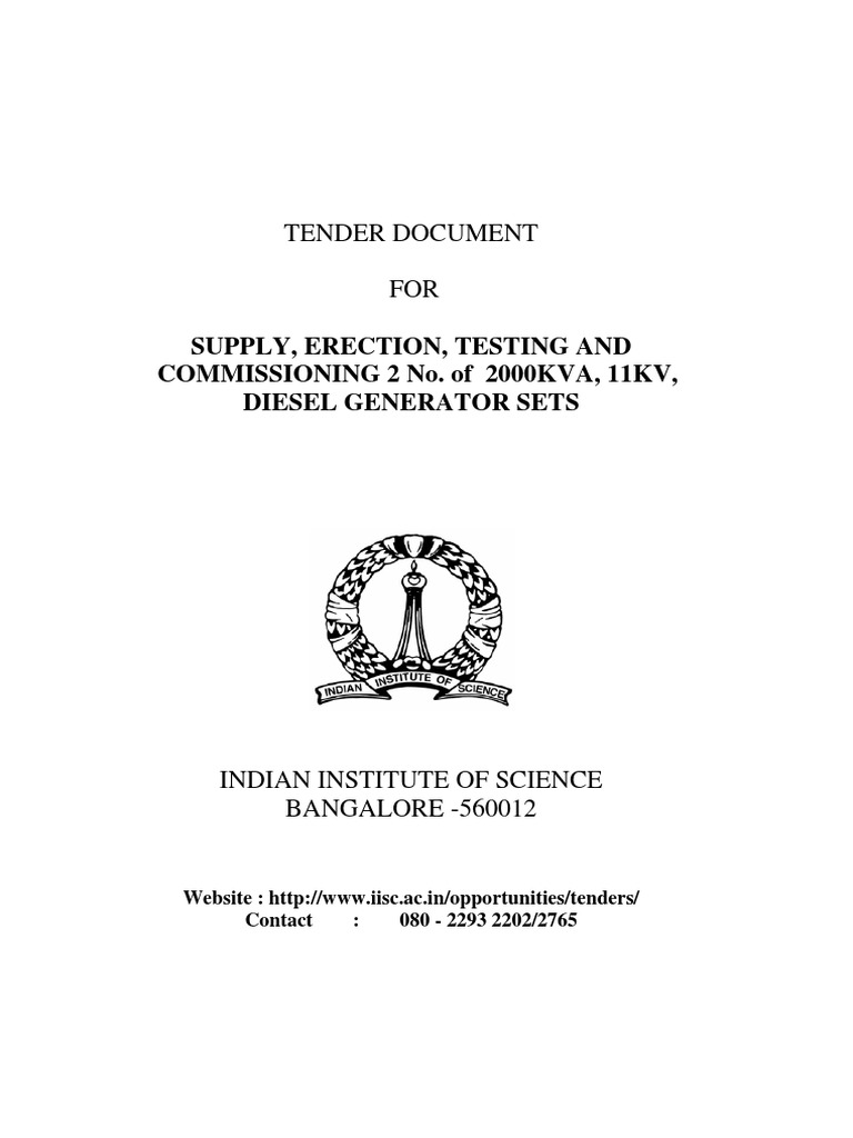 DG SET TenderDocumentFinal | PDF | Money | Business