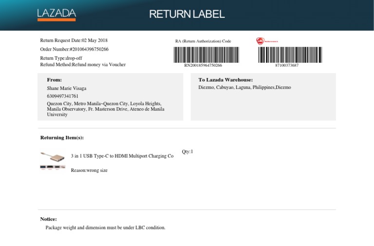 Return Instructions for Lazada | PDF