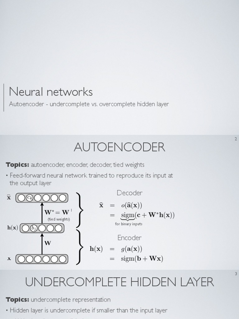 6 05 Undercomplete Vs Overcomplete Hidden Layer | PDF | Statistical Classification | Scientific ...