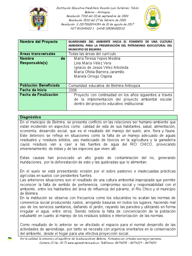 Formato Proyecto Prae | PDF | Residuos | Investigación de acción participativa