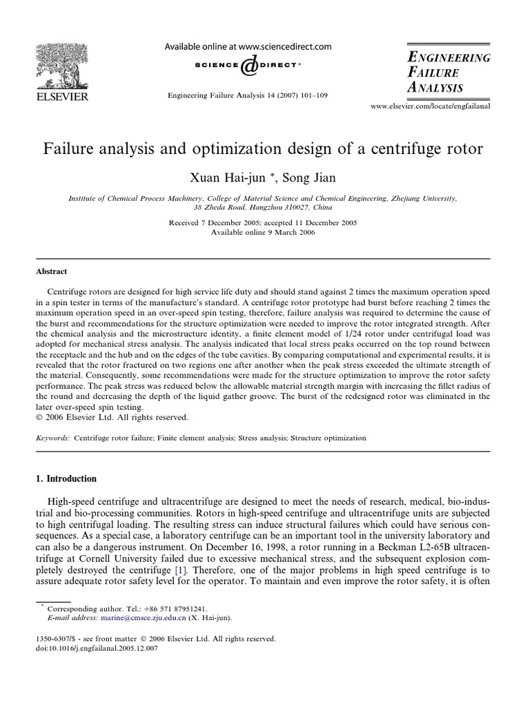 Centrifuge Rotor Failure Insights | PDF | Strength Of Materials ...